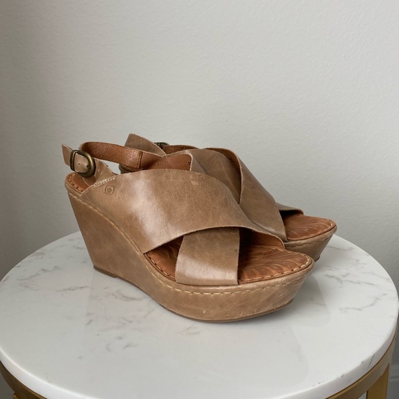 Born | Shoes | Born Leather Wedge Heel Sandals Size | Poshmark